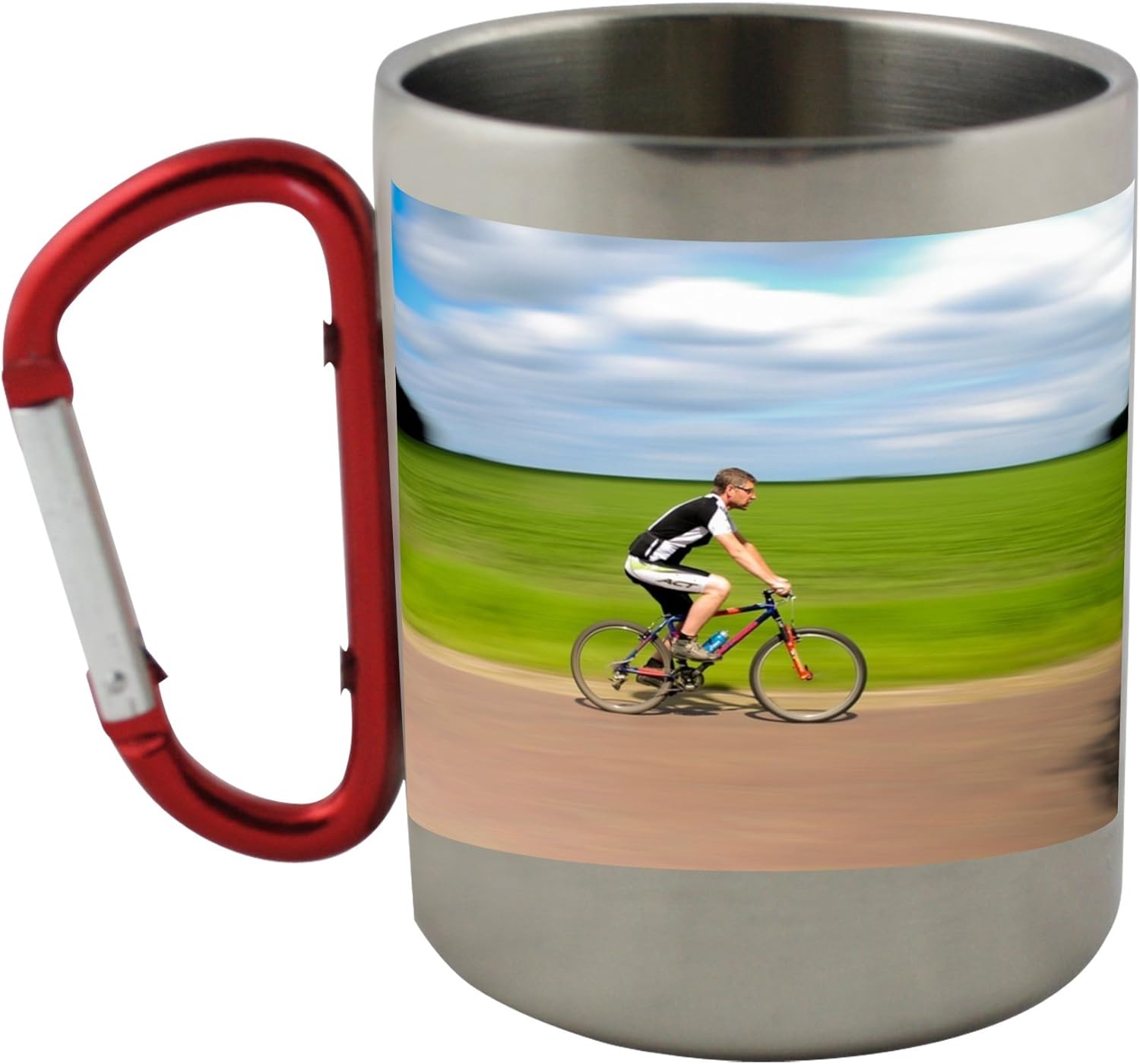 Amazon.com | Stainless steel mug with carabiner handle with Bicycle ...