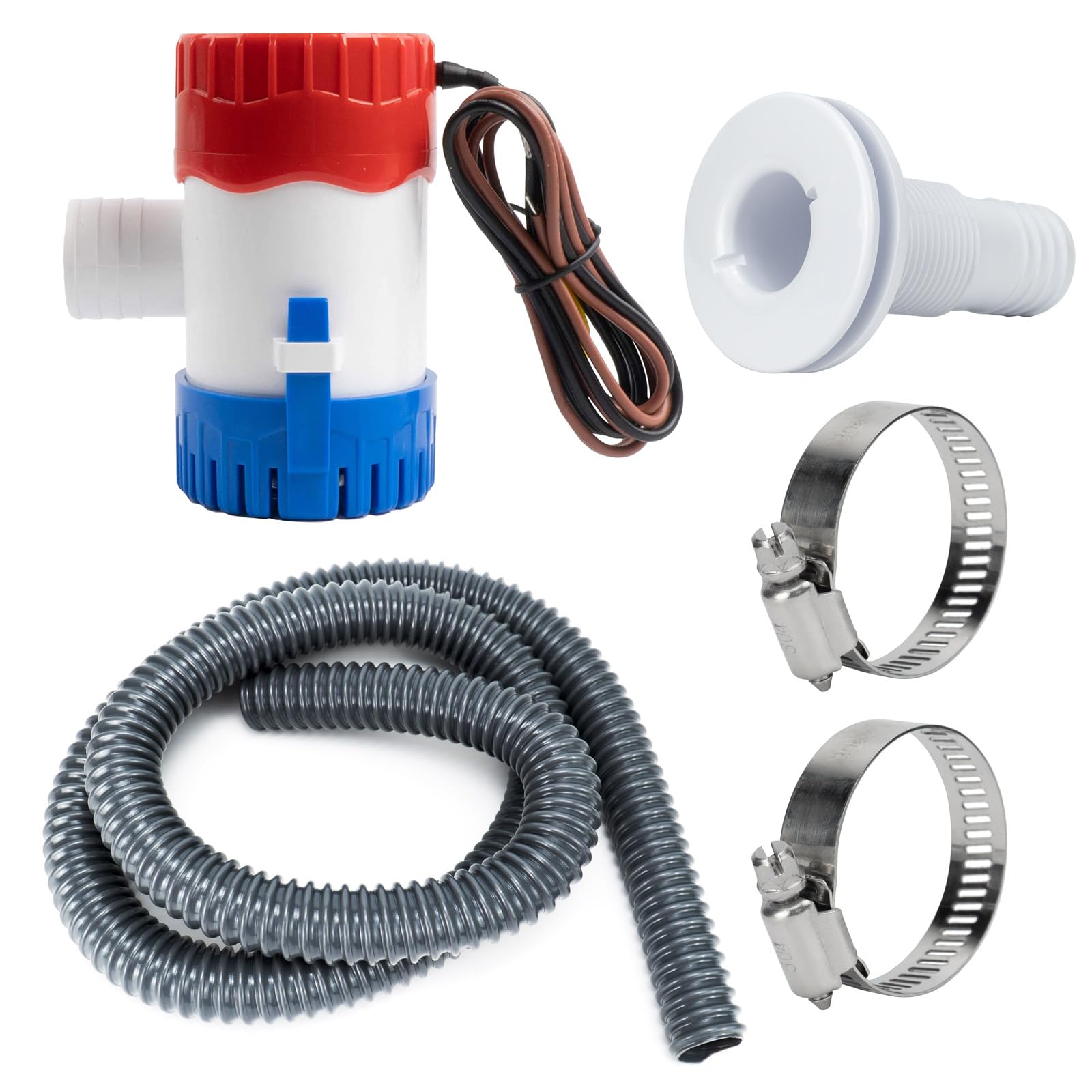 PVC Bilge Hose Vkinman Boat Bilge Pump Kit - 1100 GPH Submersible Pump ...