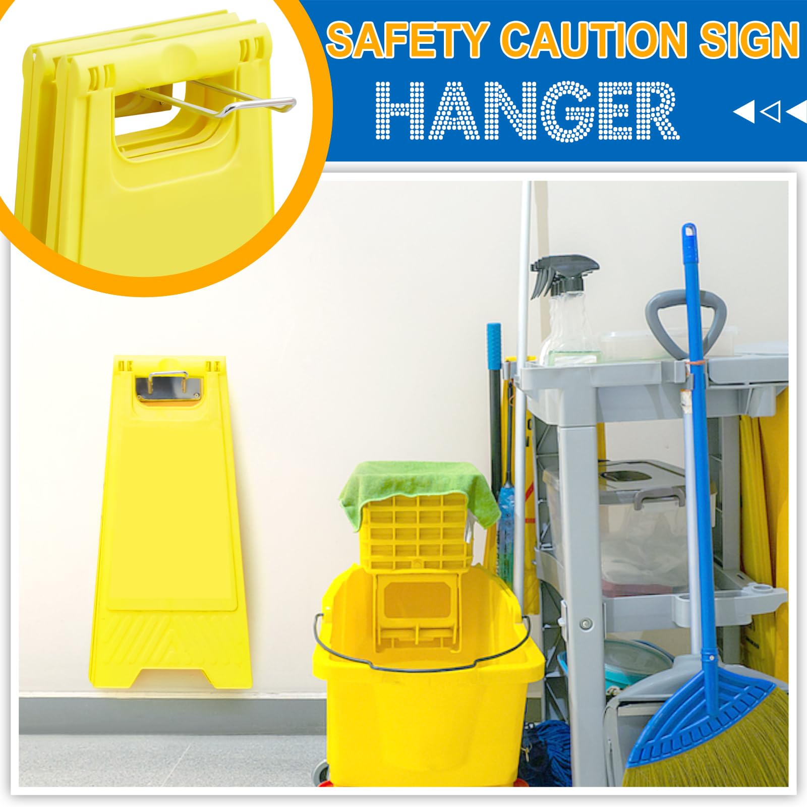 Snapklik.com : 2 Pcs Floor Safety Caution Sign Hangers Wall Mount Wet ...