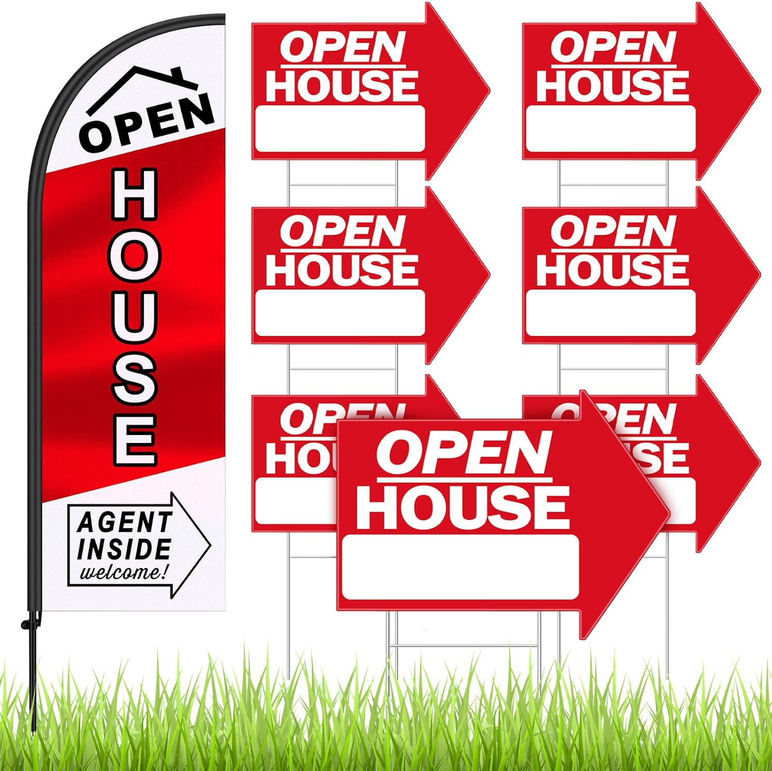 Amazon.com : Juexica 8 Pcs Open House Signs for Real Estate with Pole ...