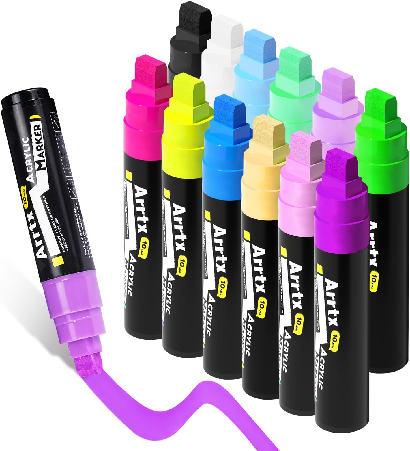 Amazon.com: Goldge 10 Colors Jumbo Markers, 15mm Large Felt Tip Paint ...