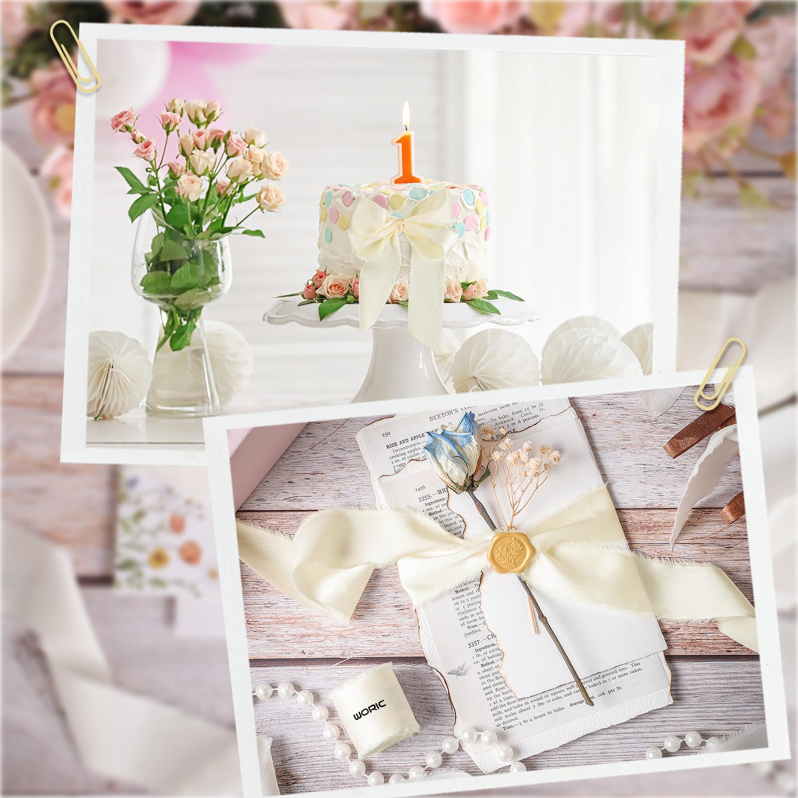 Snapklik.com : Ivory Silk Ribbon 1 1/2" X 20 Yard Frayed Edge Cream ...