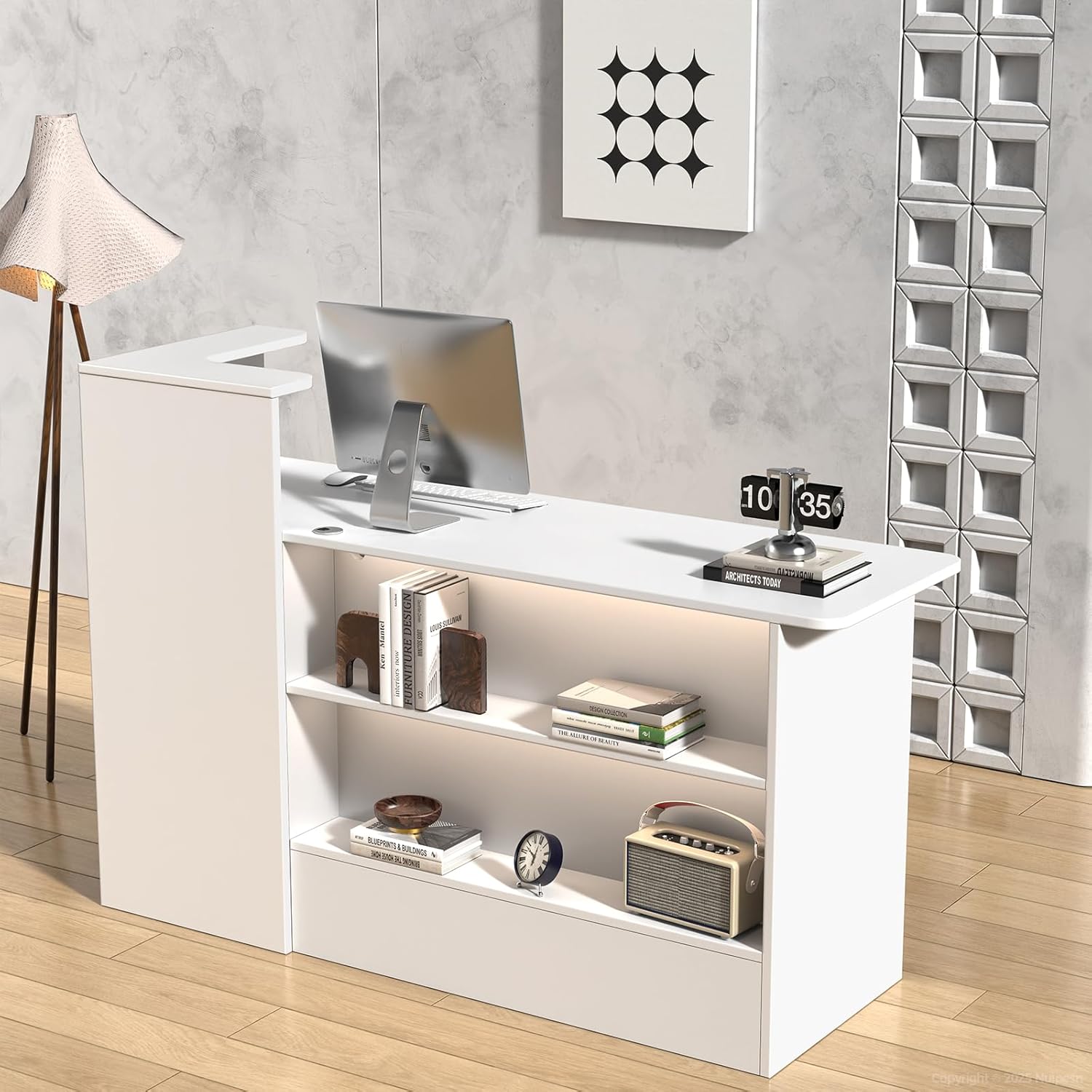 Amazon.com: Nuipesn Modern Reception Desk with Counter – Front Desk ...