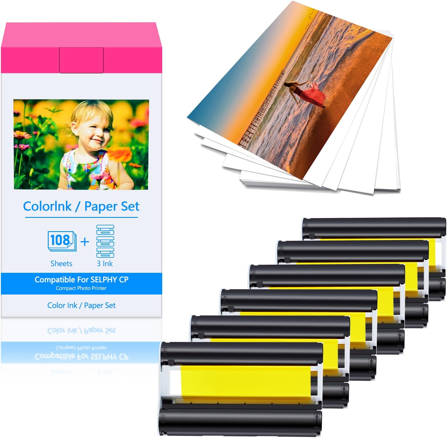 Amazon.com : 6 Ink Cartridges & 108 Sheets Paper Compatible for Canon ...