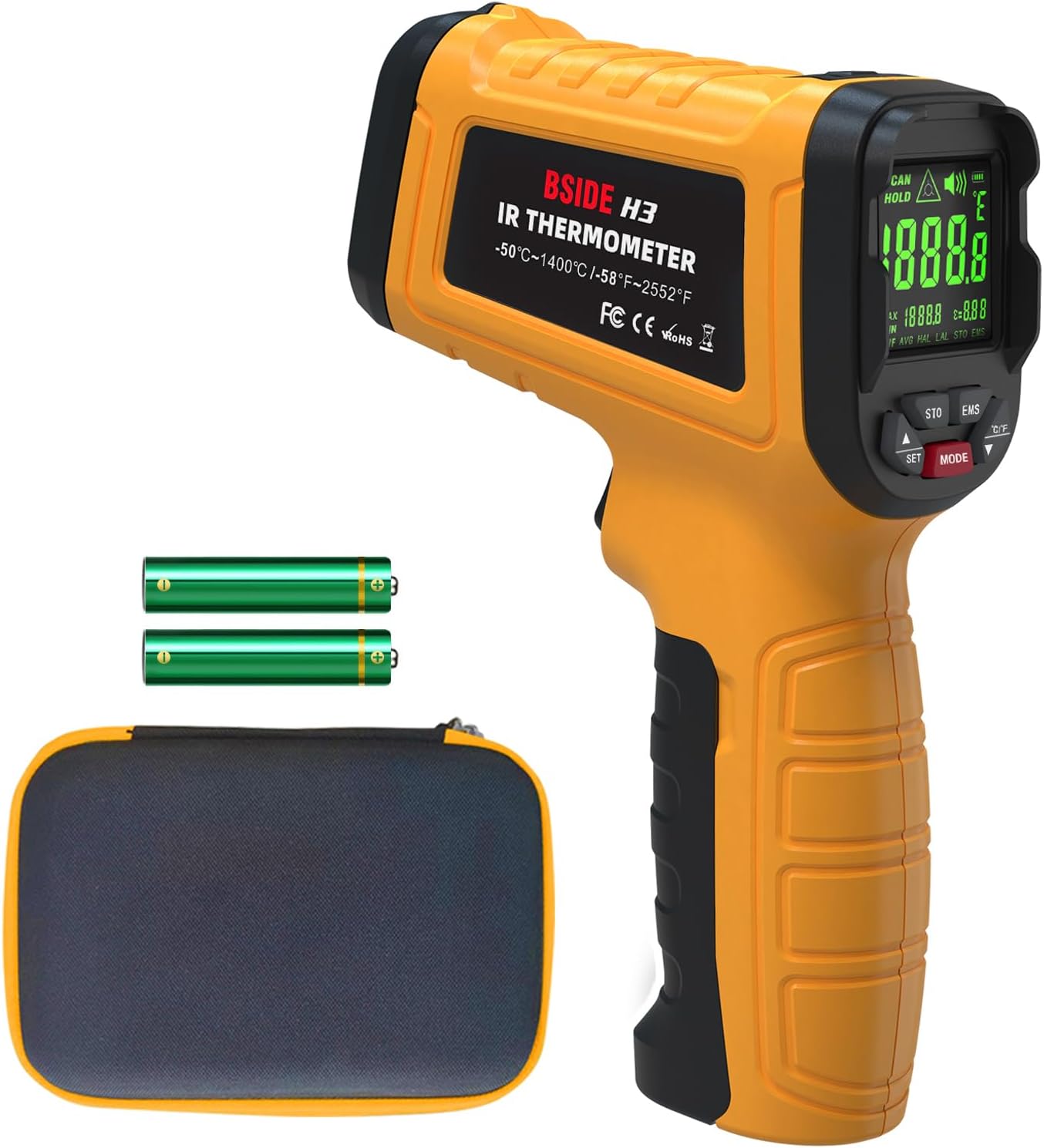 BSIDE Infrared Thermometer Pyrometer 50:1 Industrial Temperature Gun ...