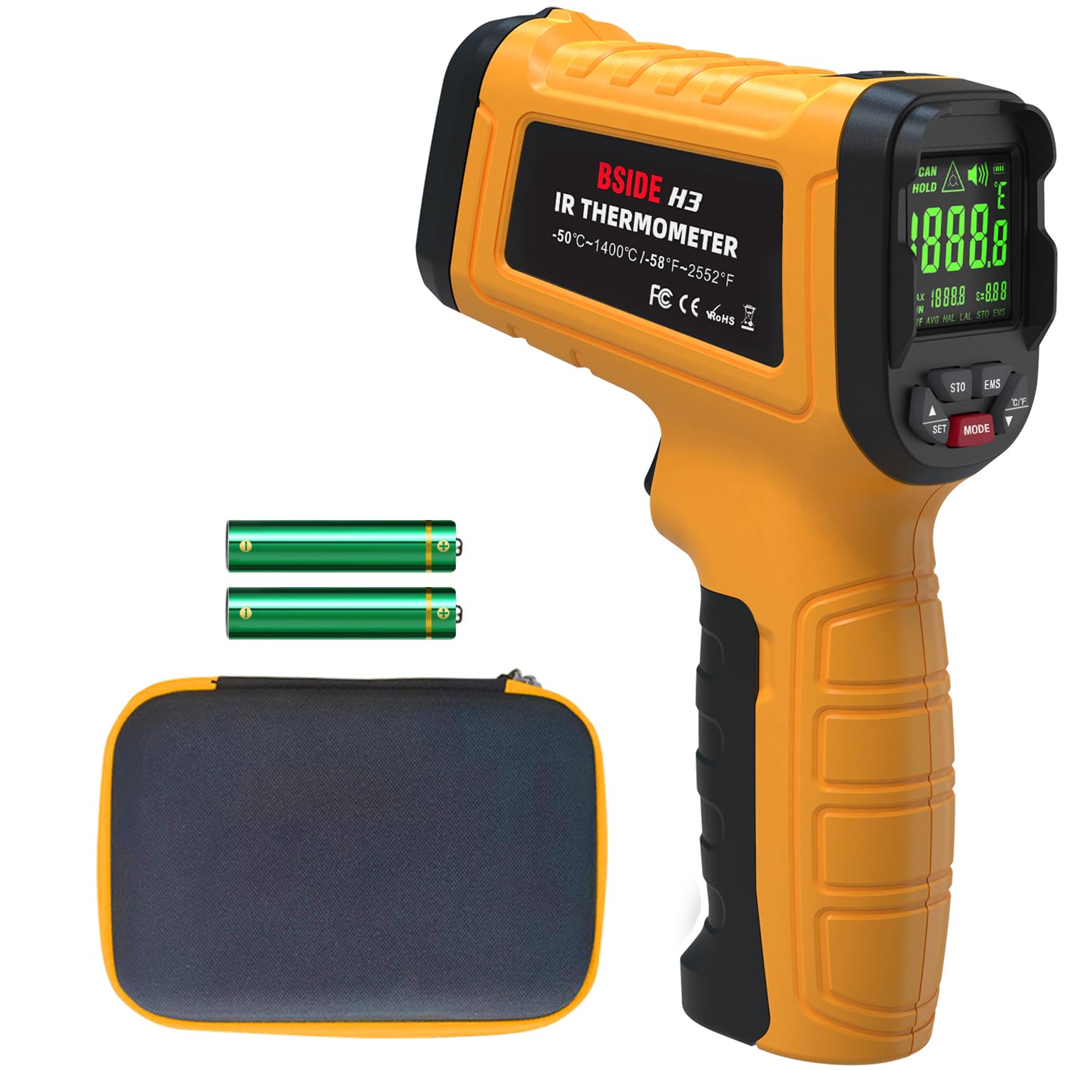 BSIDE Infrared Thermometer Pyrometer 50:1 Industrial Temperature Gun ...