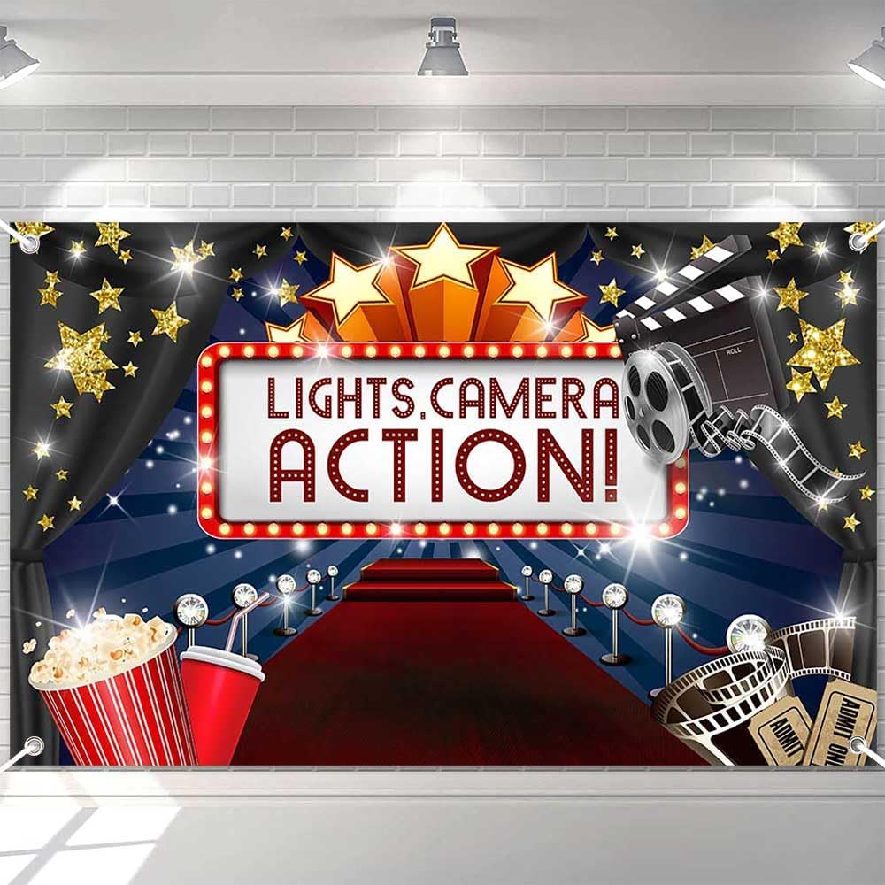 Amazon.com : Ticuenicoa Lights Camera Action Banner - Hollywood Movie ...