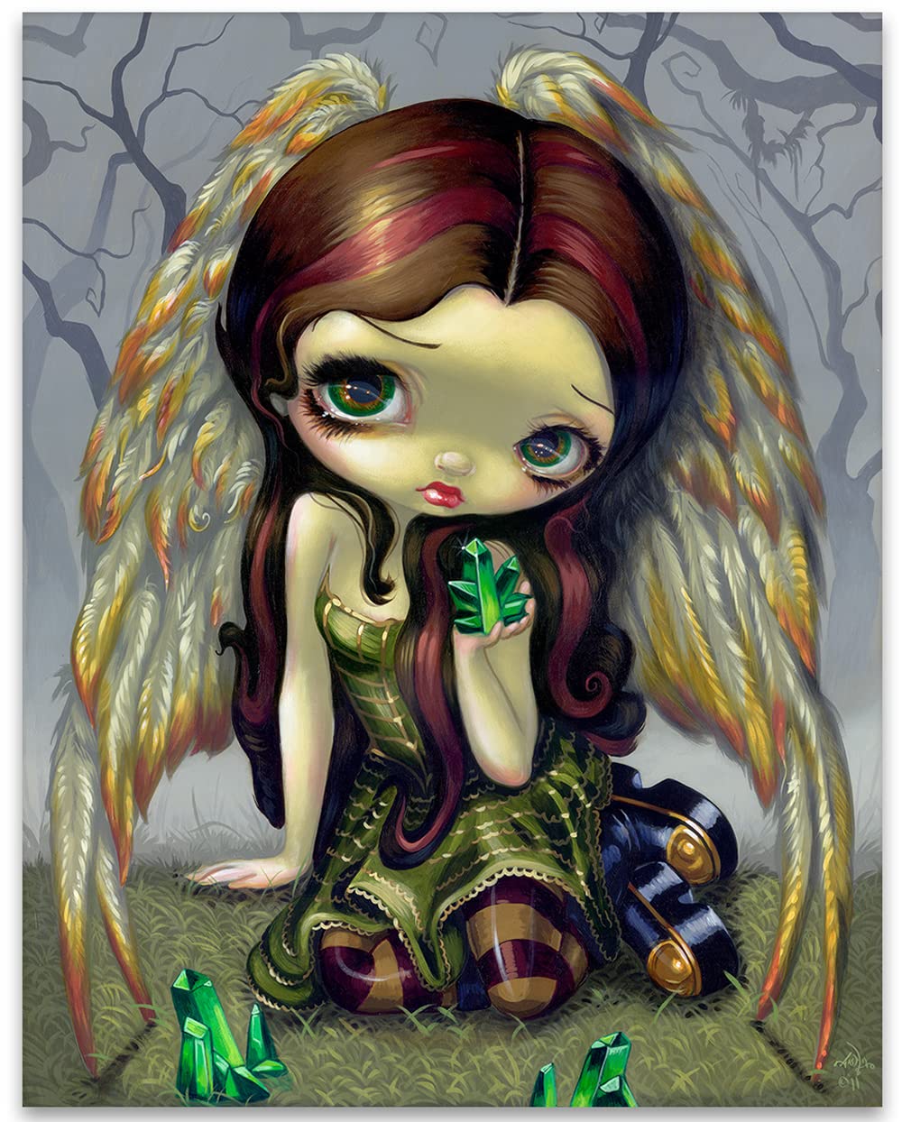 Amazon.com: Strangeling Angel With Emeralds - Gothic 11x14 Unframed ...