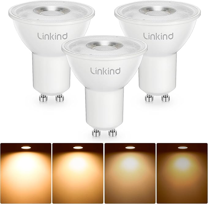 Linkind GU10 LED Bulbs Dimmable, Warm White 2700K Spotlight Bulbs, 5.7W(Equivalent 75W) Energy ...