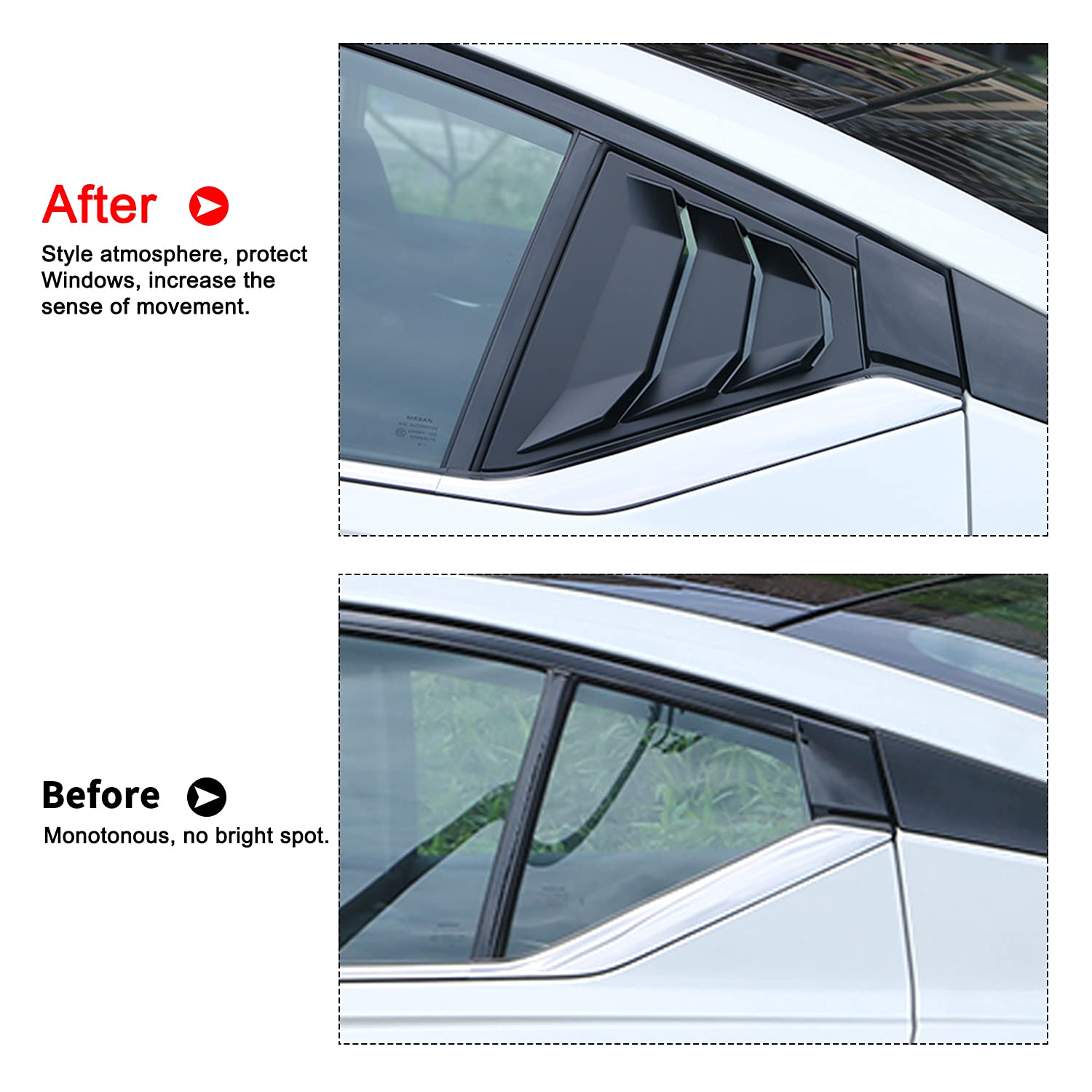 Side Window Louvers 2-Piece Rear Window Louvers For Nissan Altima 2019 ...