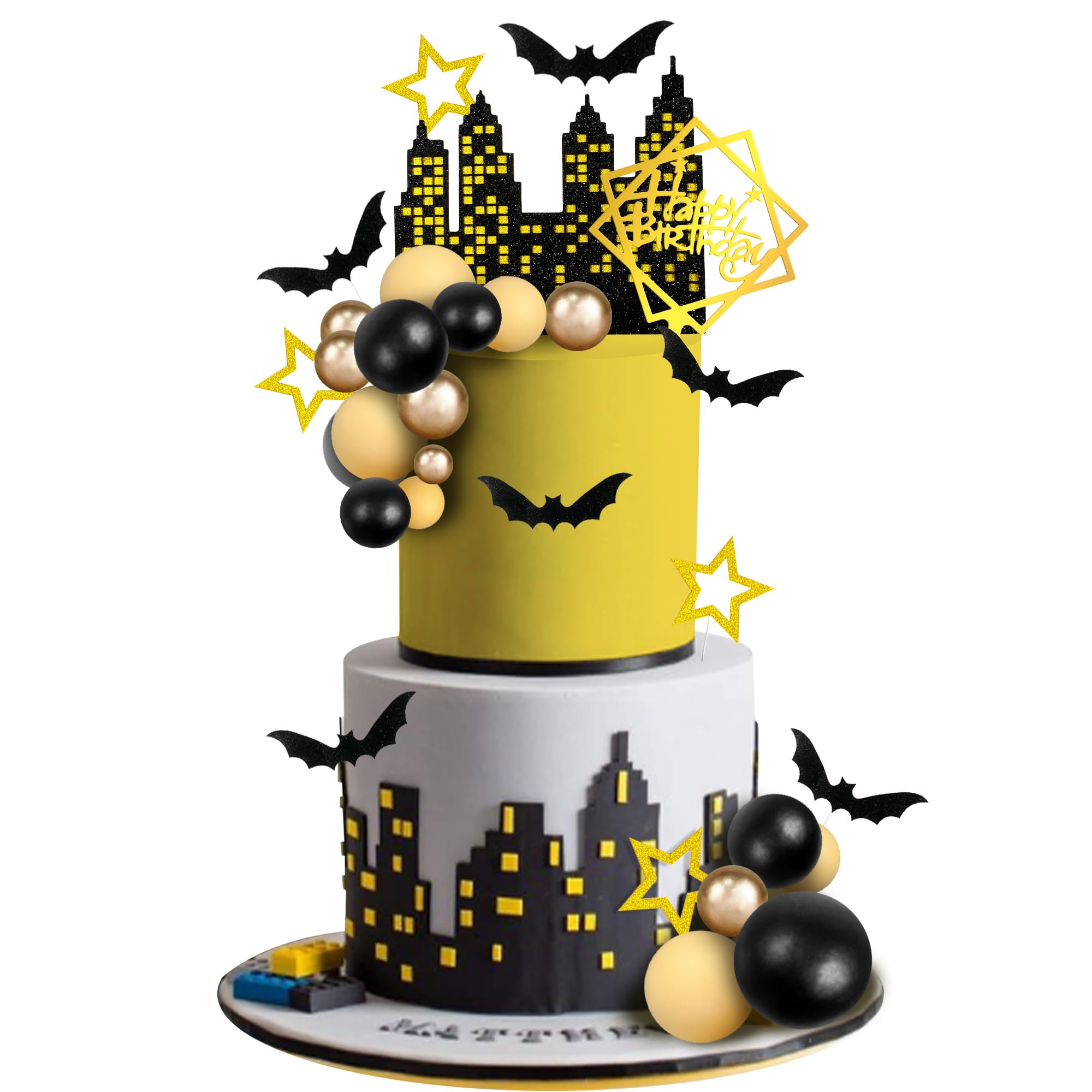 Amazon.com: ZXSWEET Bat Cake Topper Happy Birthday Cake Decorations for ...