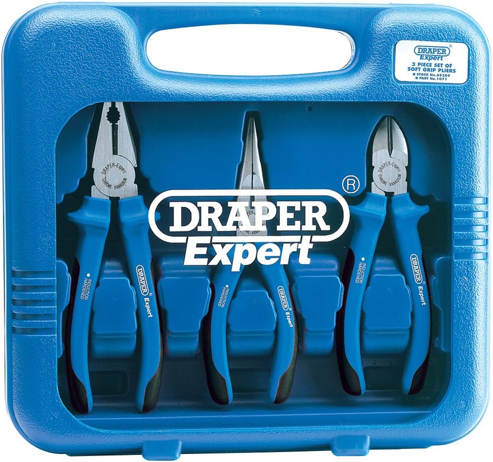 Draper Expert 69289 3-Piece Soft-Grip Pliers Set , Blue : Amazon.co.uk ...
