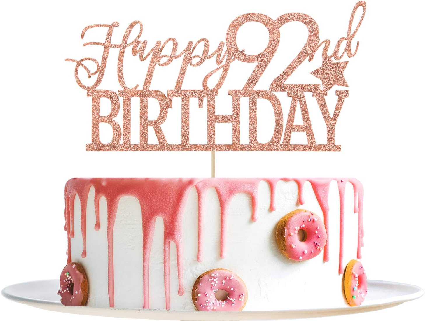 Amazon.com: Rose Gold Glitter Happy 92nd Birthday Cake Topper - Hello ...