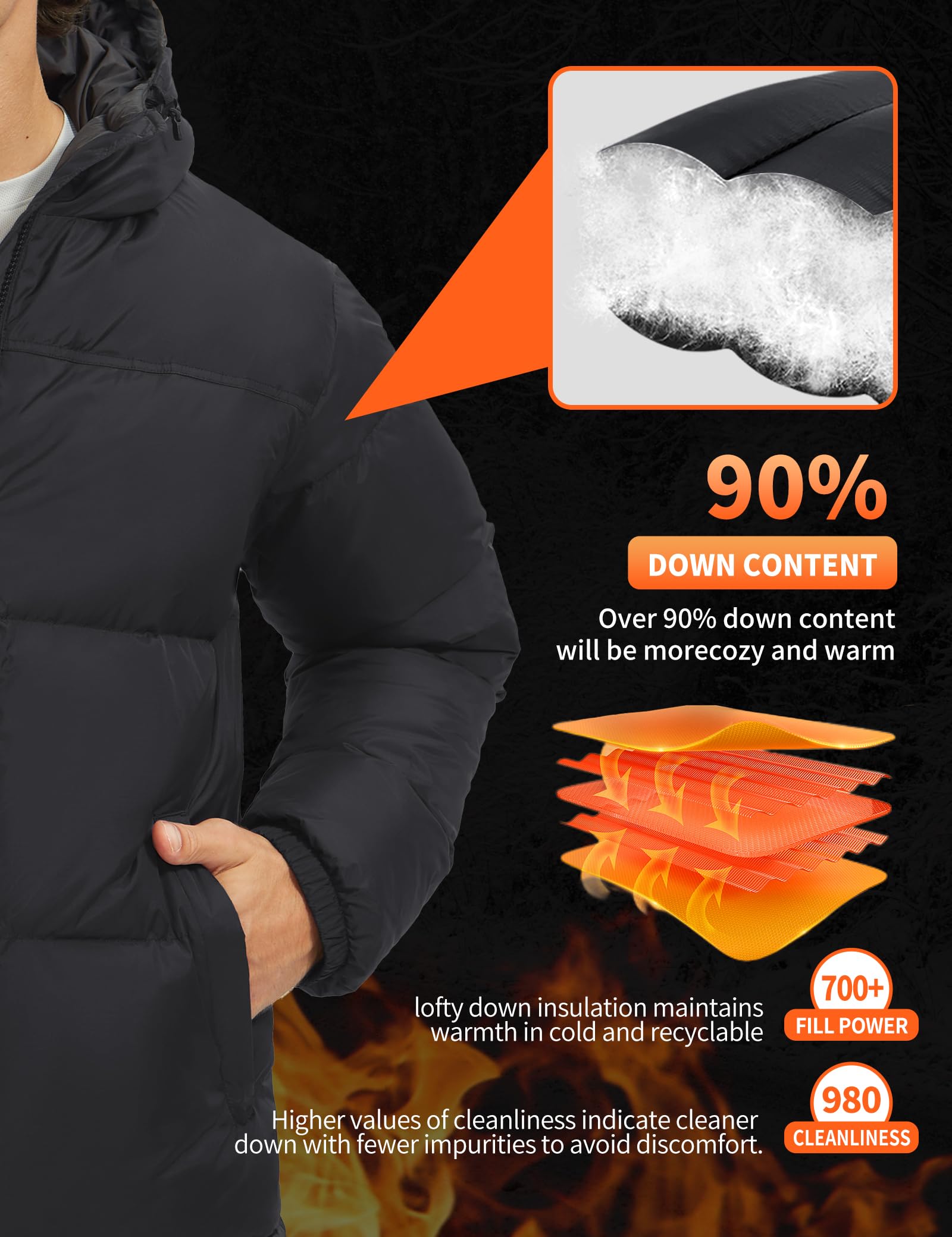 Snapklik.com : Pioneer Camp Mens Down Jacket 700 Fill Winter Insulated ...