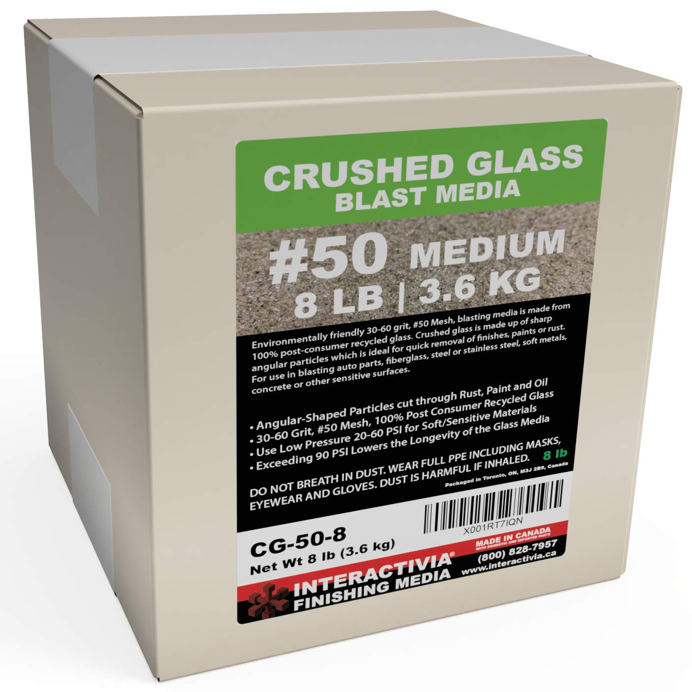 3.6 kg or 8 lb Crushed Glass Blast Abrasive 30-60 Grit or Medium ...