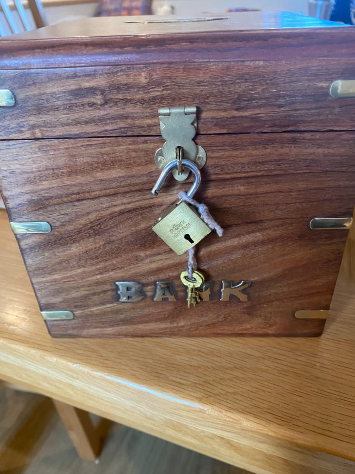 Ajuny Wooden Money Bank, Handcrafted Wood Square Shape Decorative Coin ...