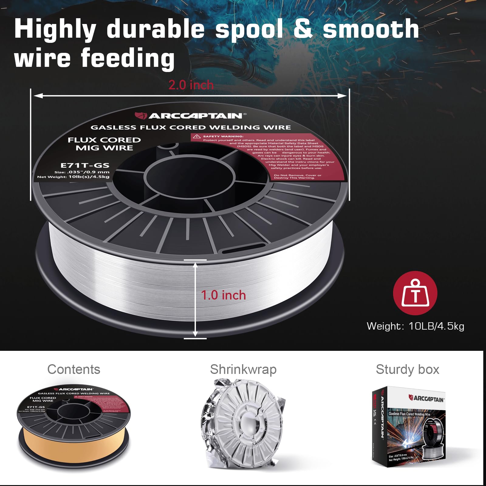 Snapklik.com : ARCCAPTAIN Flux Core Welding Wire .035, E71T-GS 035 Flux ...