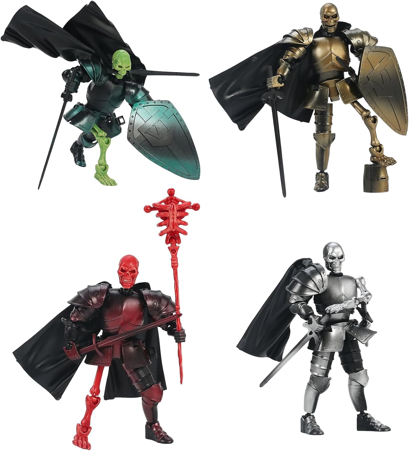 Amazon.com: Gearblox 4 Set Skeleton Knight Action Figure Toy, Multi ...