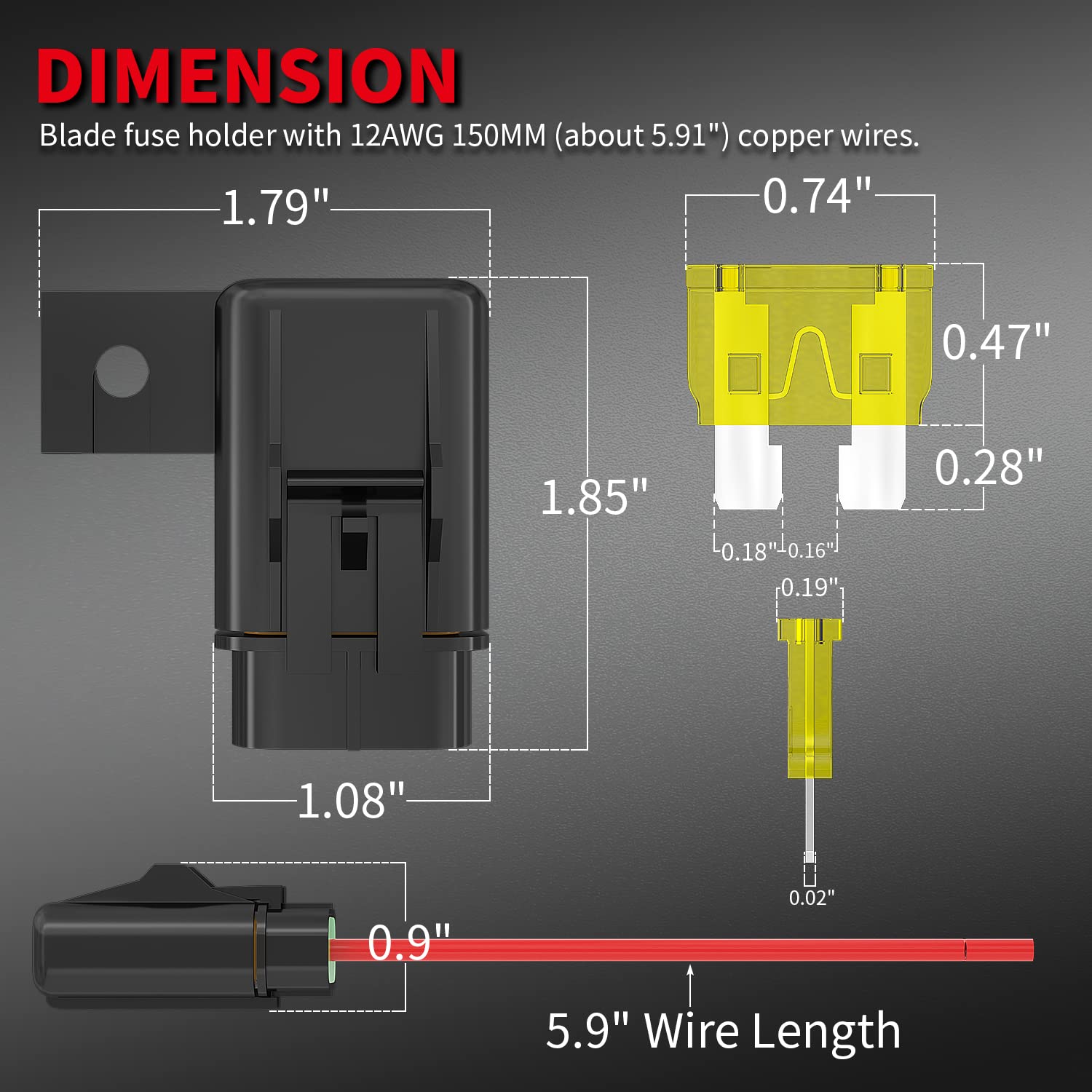 Snapklik.com : DaierTek Inline Fuse Holder 12V 12 AWG Waterproof ATC ...