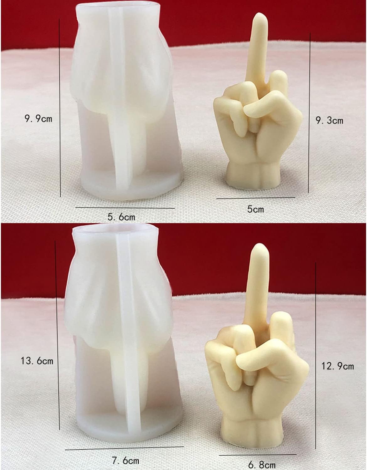 ANIIWO Middle Finger Shaped Silicone Candle MoldsGesture Molds for ...