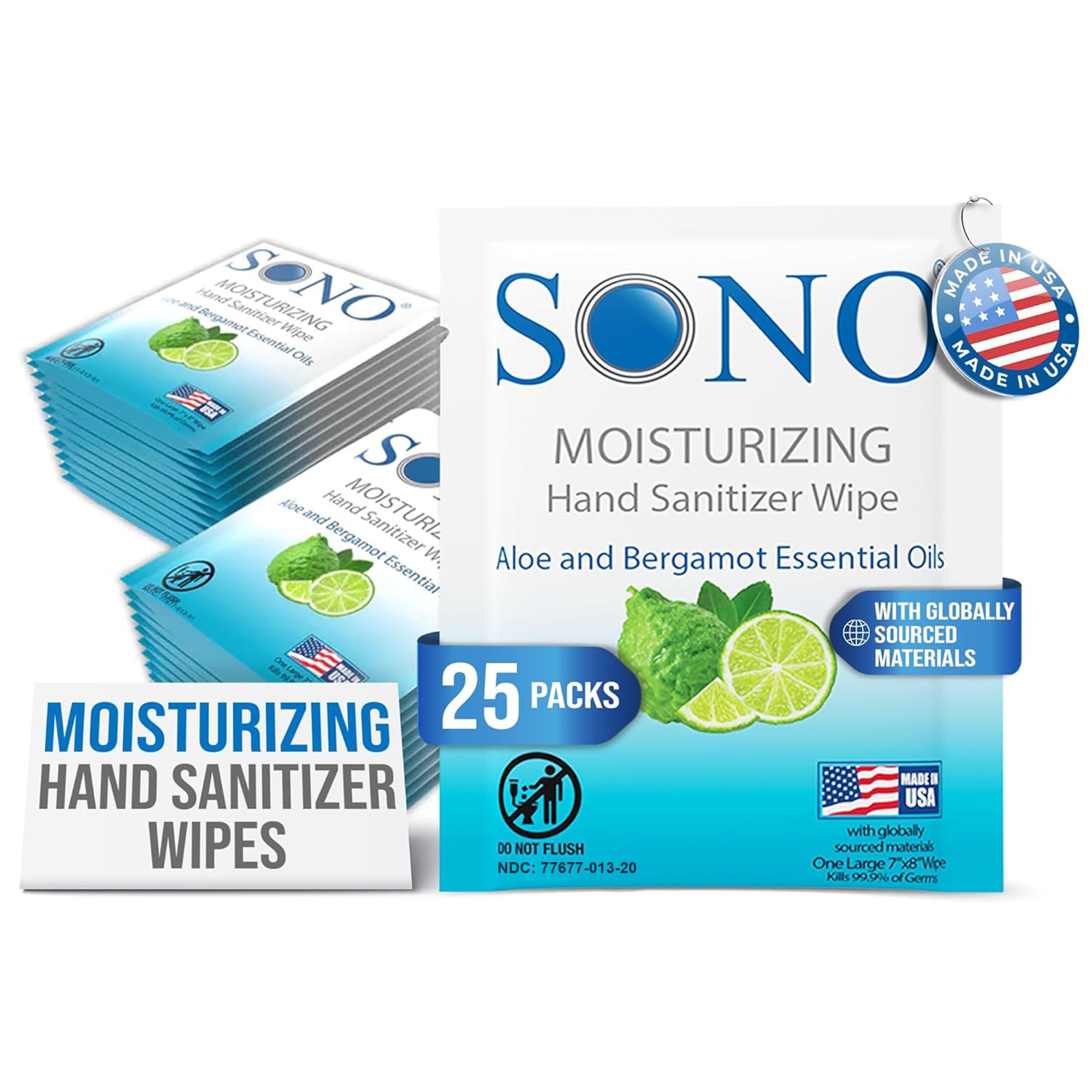 Amazon.com : SONO Bergamot & Aloe Moisturizing Hand Sanitizer Wipes ...