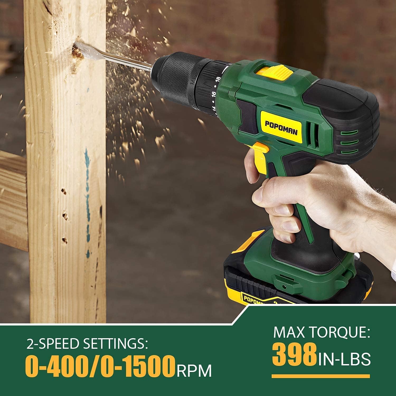 Cordless Drill, 20V MAX 1/2 inch Compact Drill Driver Kit, 2.0Ah ...
