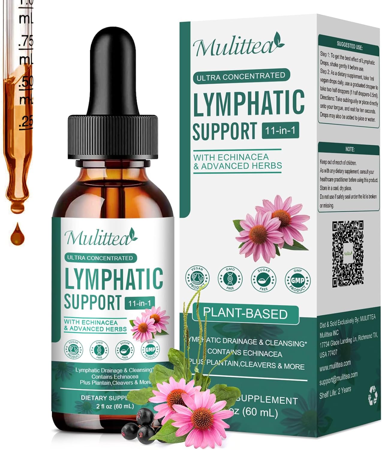 Amazon.com: Mulittea Lymphatic Drainage Drops-Vegan 11-in-1 Lymphatic ...