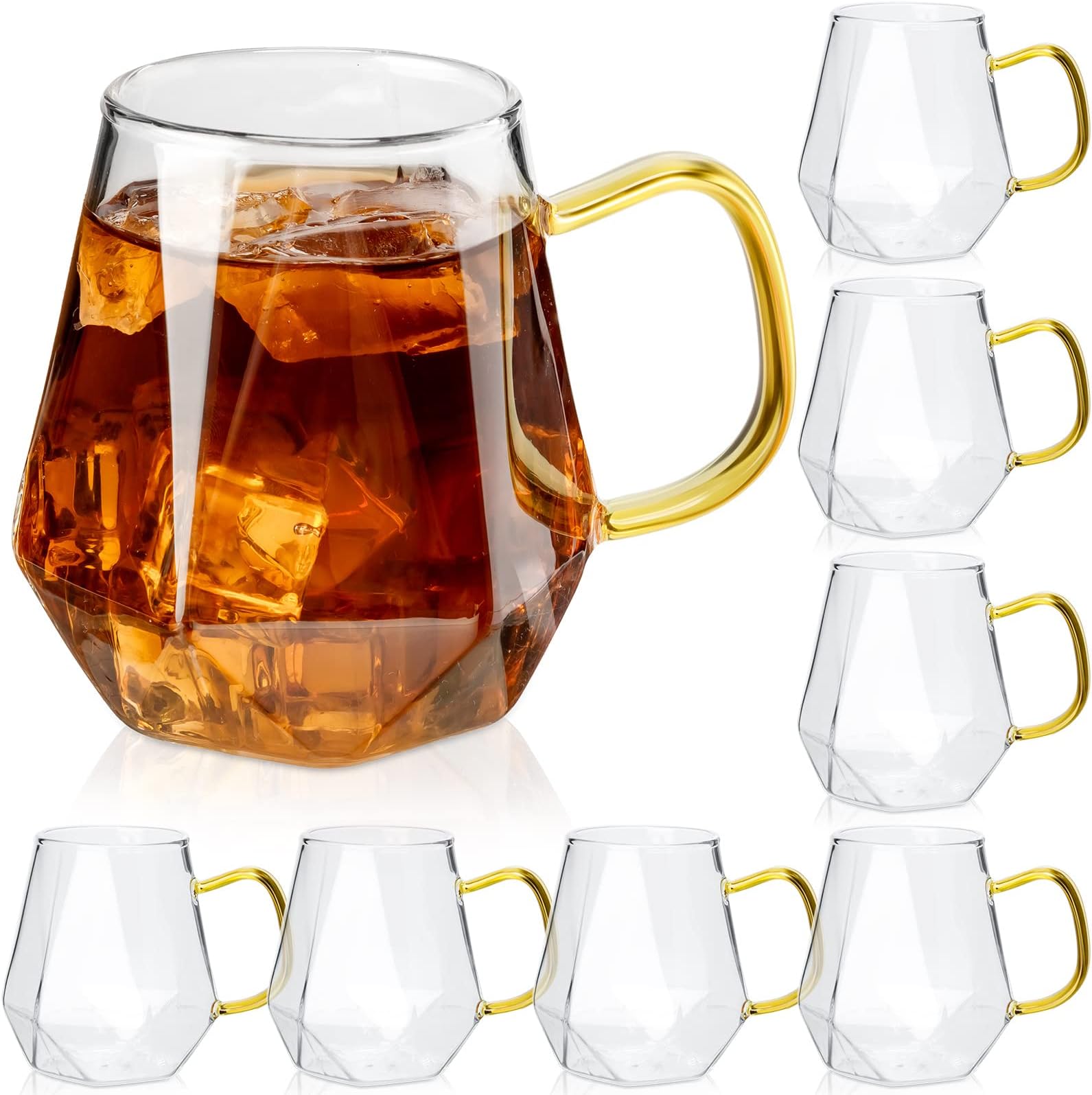 Amazon.com | Patelai 4 Pieces Glass Coffee Cups with Handle, 10 oz ...