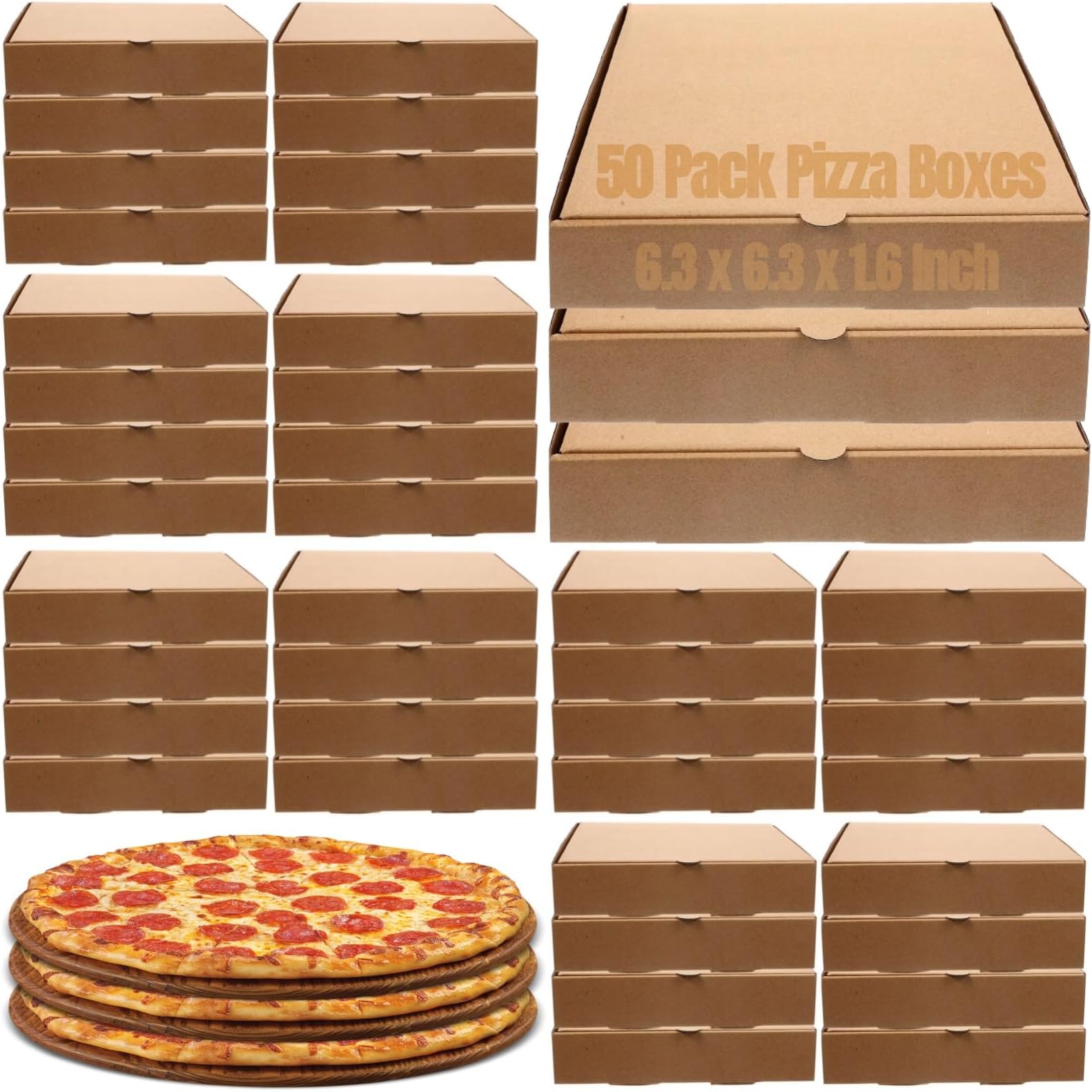 Amazon.com: Covzoe 40 Pack Pizza Boxes, 7.3 x 7.3 x 1.6 Inch Kraft ...