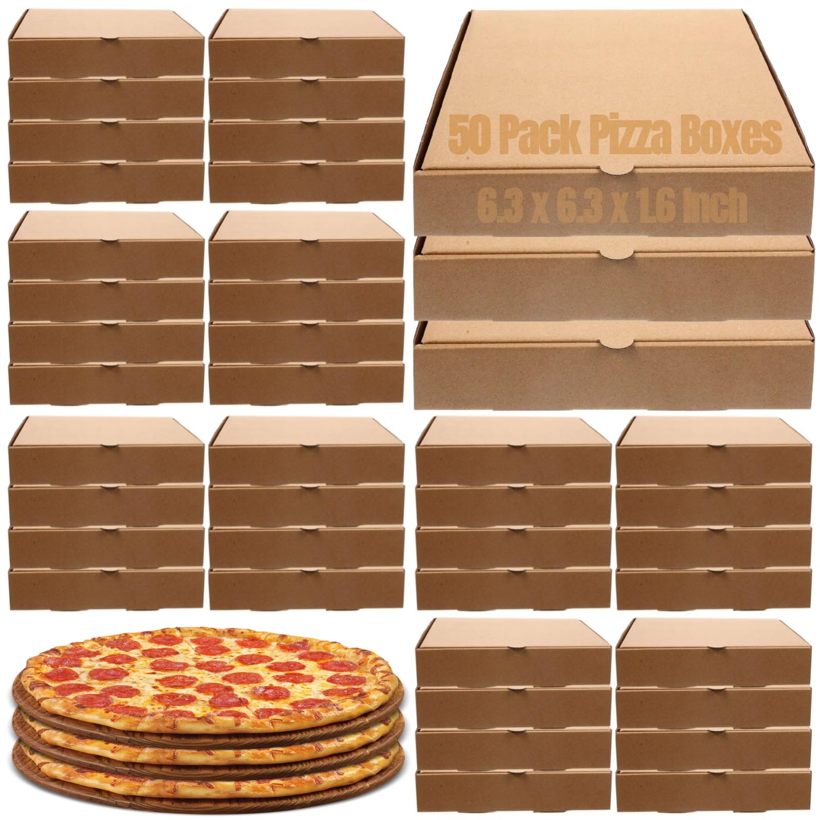Snapklik.com : 50 PACK Mini Pizza Boxes, 6.3 X 6.3 X 1.6 Inch Small ...