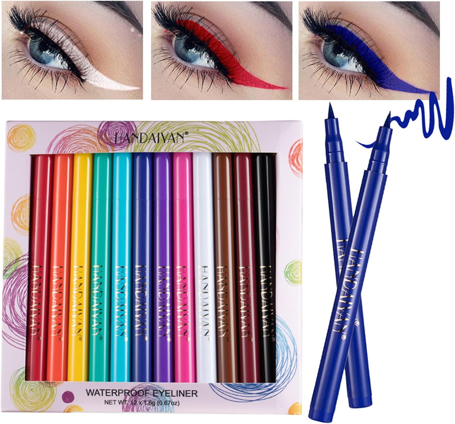 Amazon.com : Eye Liner Pencil Set - 12 Assorted Colors Natural Matte ...