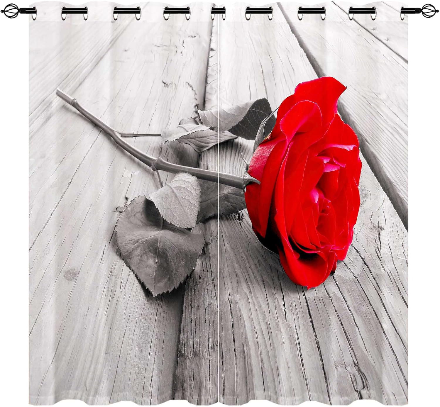 YUANZU Red Rose Curtains - Girls Flower Abstract Floral Cool Color ...