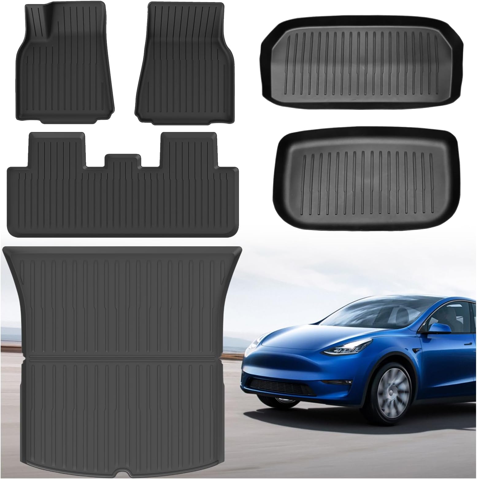Amazon.com: Weize Floor Mats & Cargo Liners for Tesla Model Y 5-Seat ...