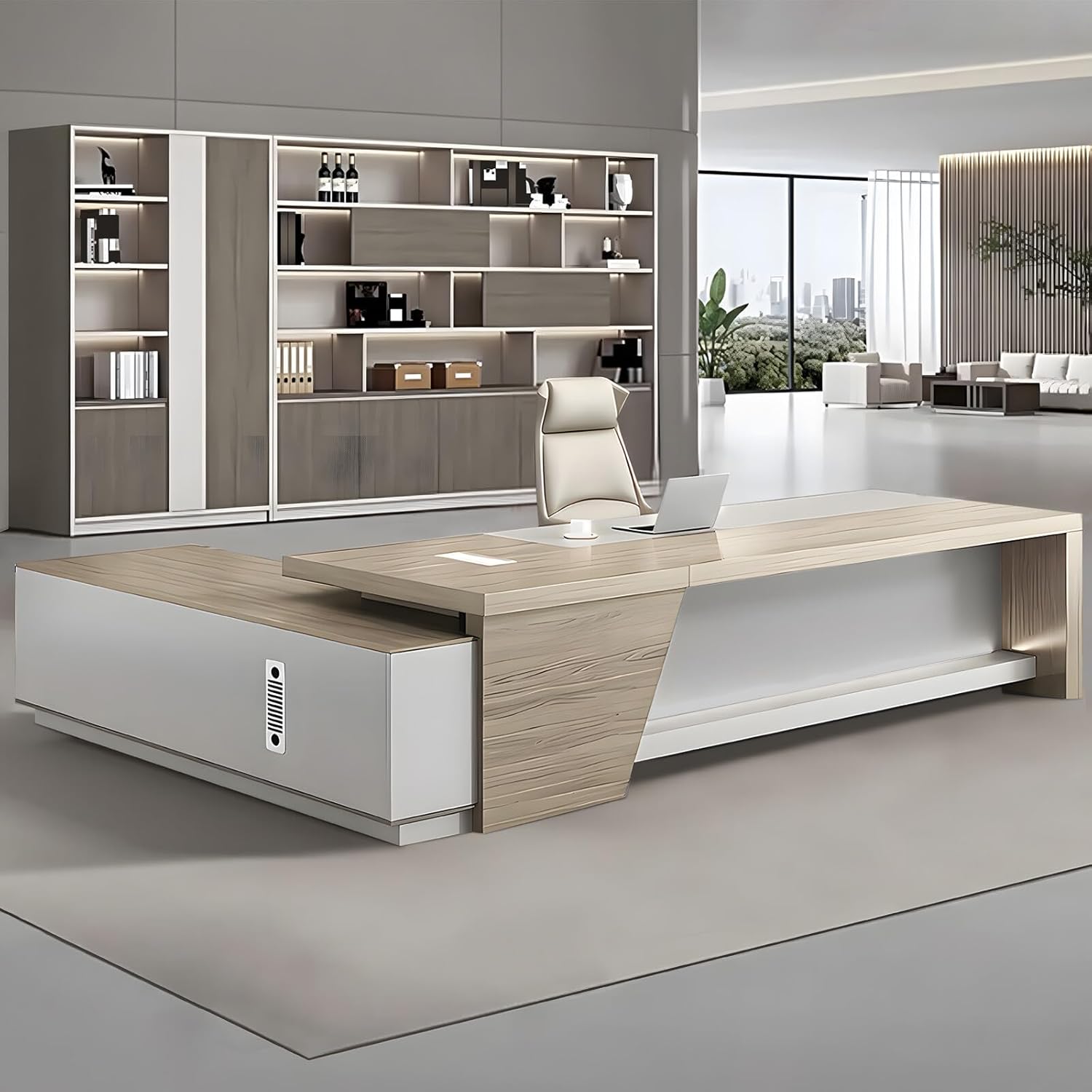 Amazon.com: Sigmops Modern Executive Desk, L-Shaped Office Desk with ...