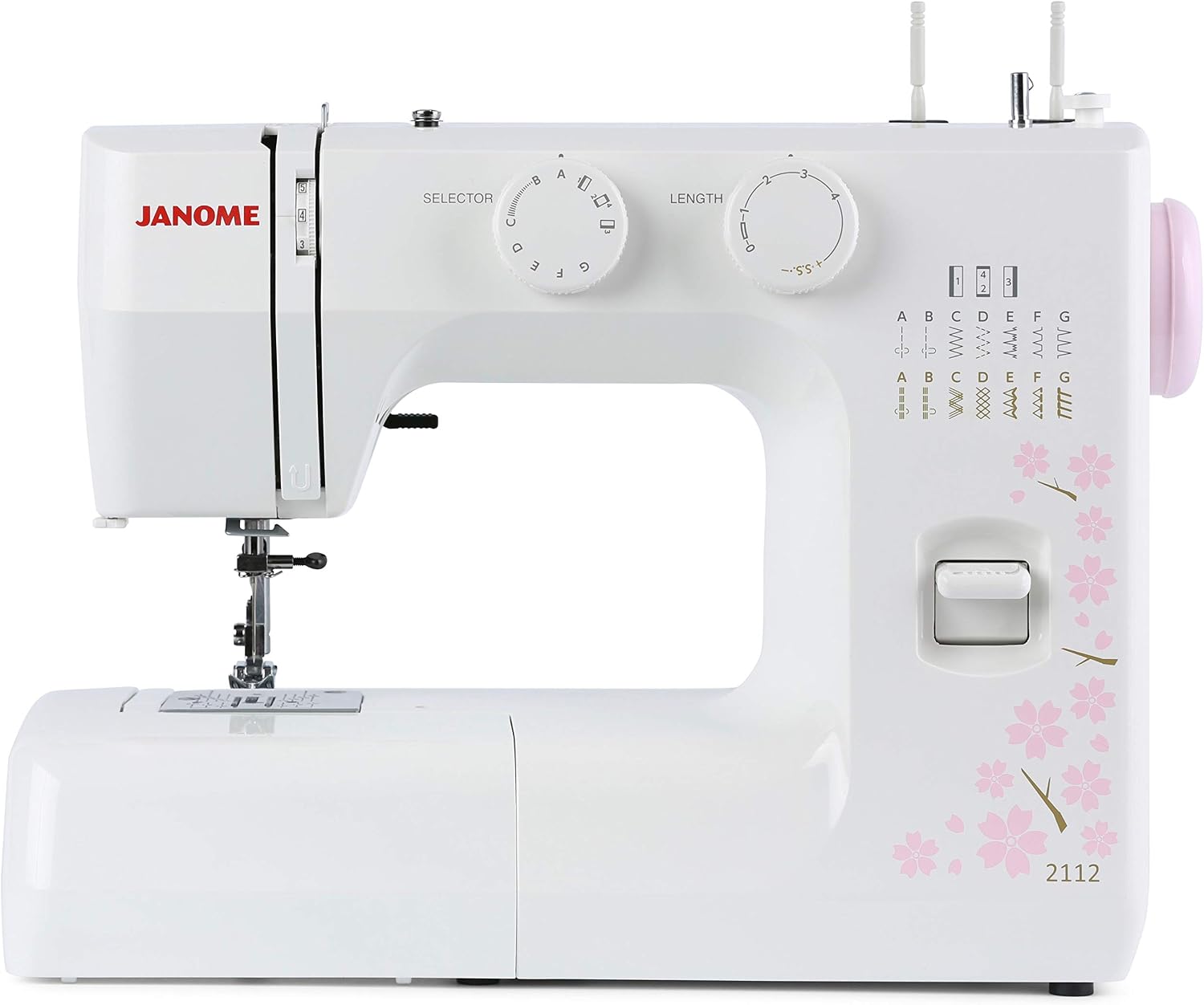 Janome 2112 Cherry Blossom Easy-to-Use Sewing Machine with 12 Stitches ...