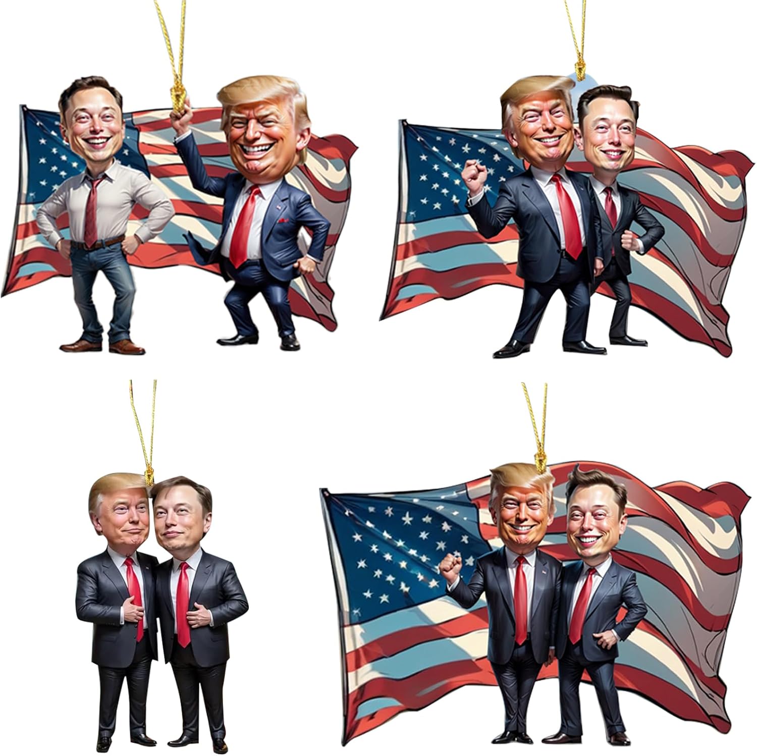 Amazon.com: 4 PCS Trump & Musk Christmas Ornaments 2024 for Tree, Funny ...