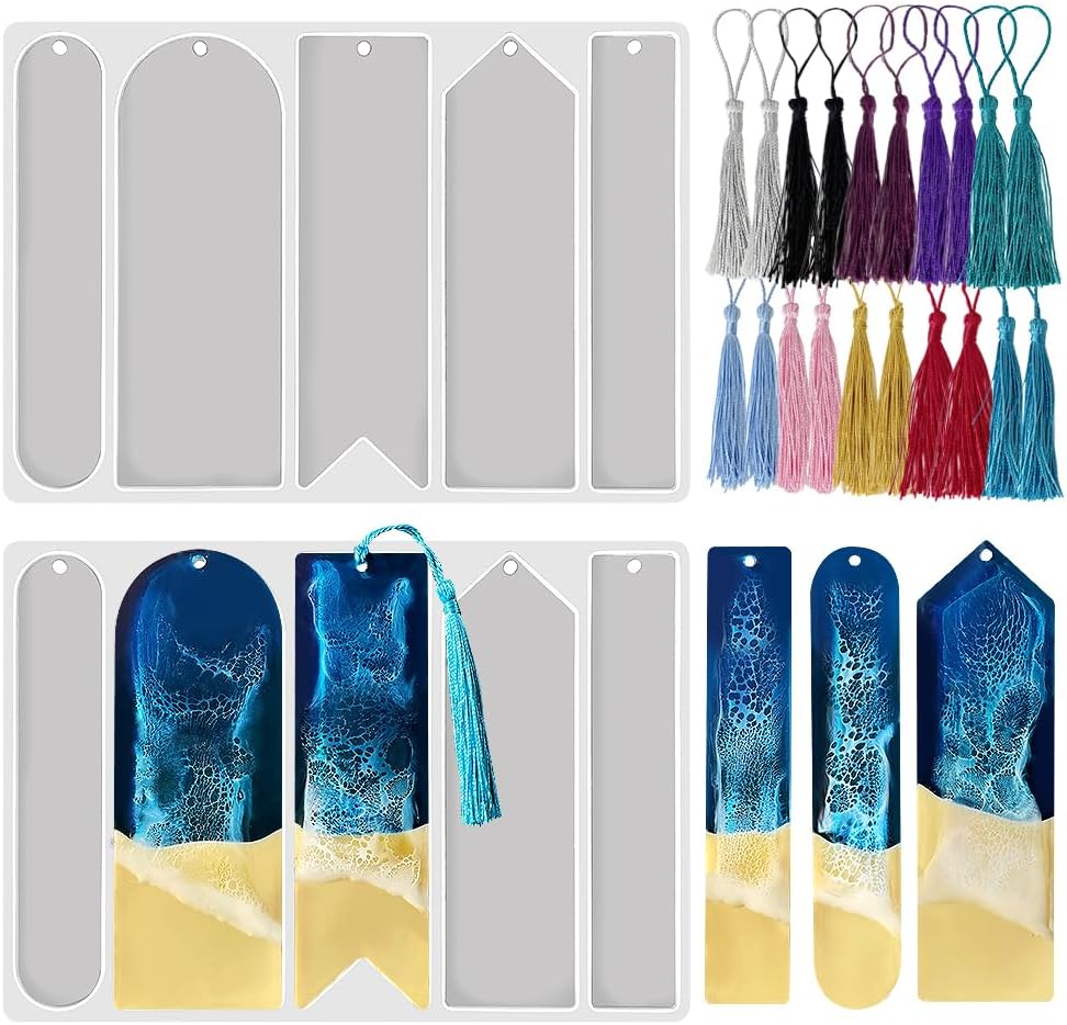 Amazon.com: Resin Bookmark Mold - 4 PCS Reusable Multi-Shape Bookmarks ...