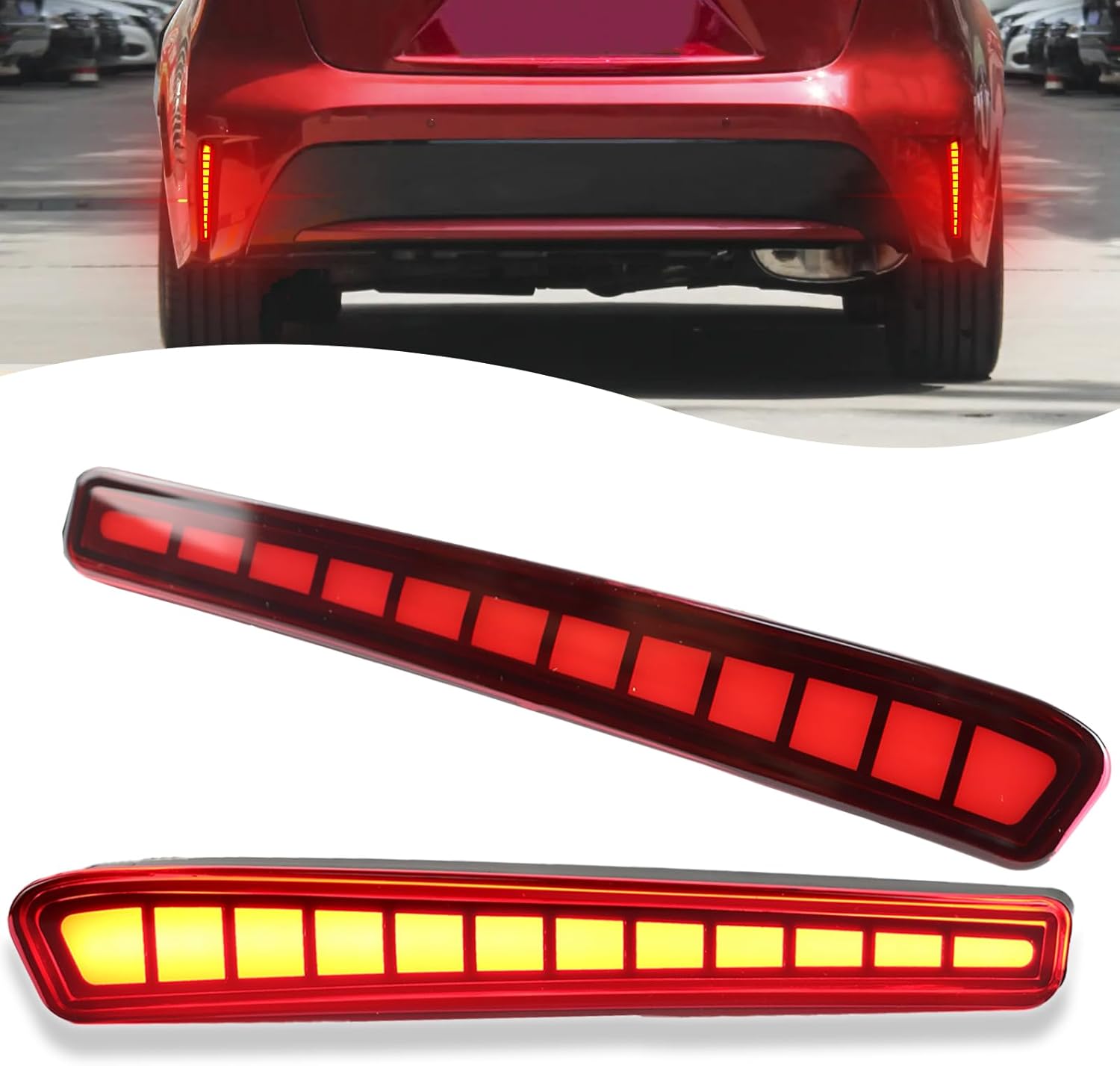Amazon.com: 2PC Rear Bumper Reflectors Light,Brake Tail Light Lamps ...