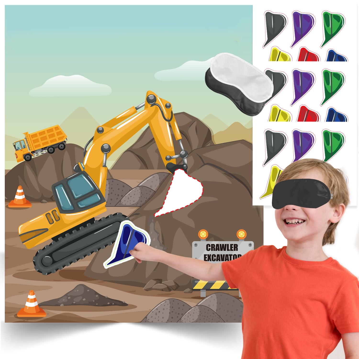 Amazon.com: Construction Birthday Party Supplies, Pin The Bucket on The ...