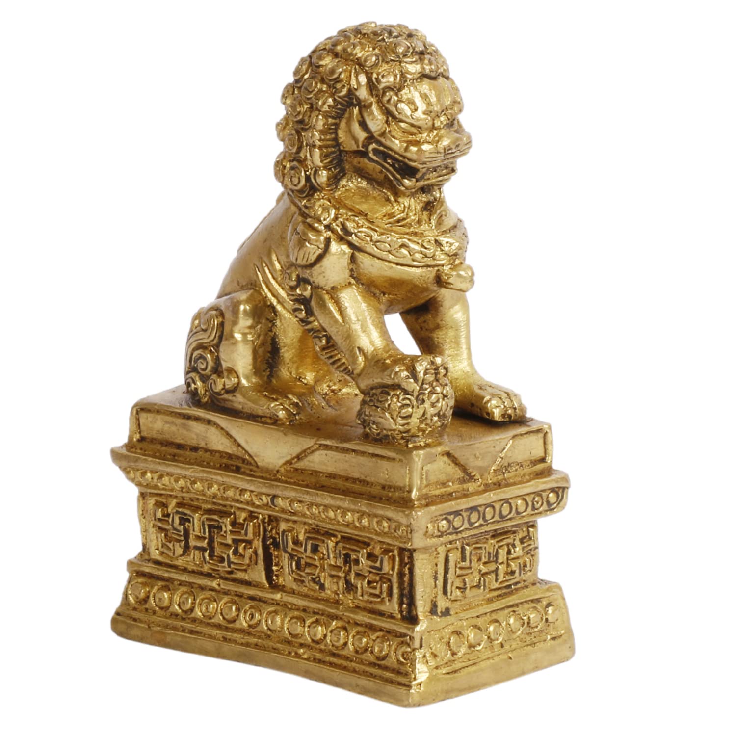 ARTVARKO Brass Chinese Guardian Male Lion Foo Dog Feng Shui Lion ...