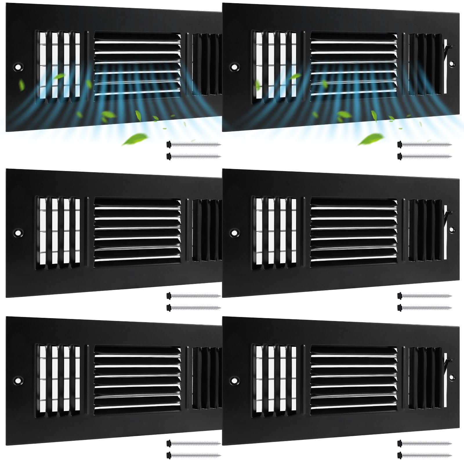 Datanly 6 Pcs Air Ceiling Vent Covers 3 Way Sidewall Wall Ceiling ...