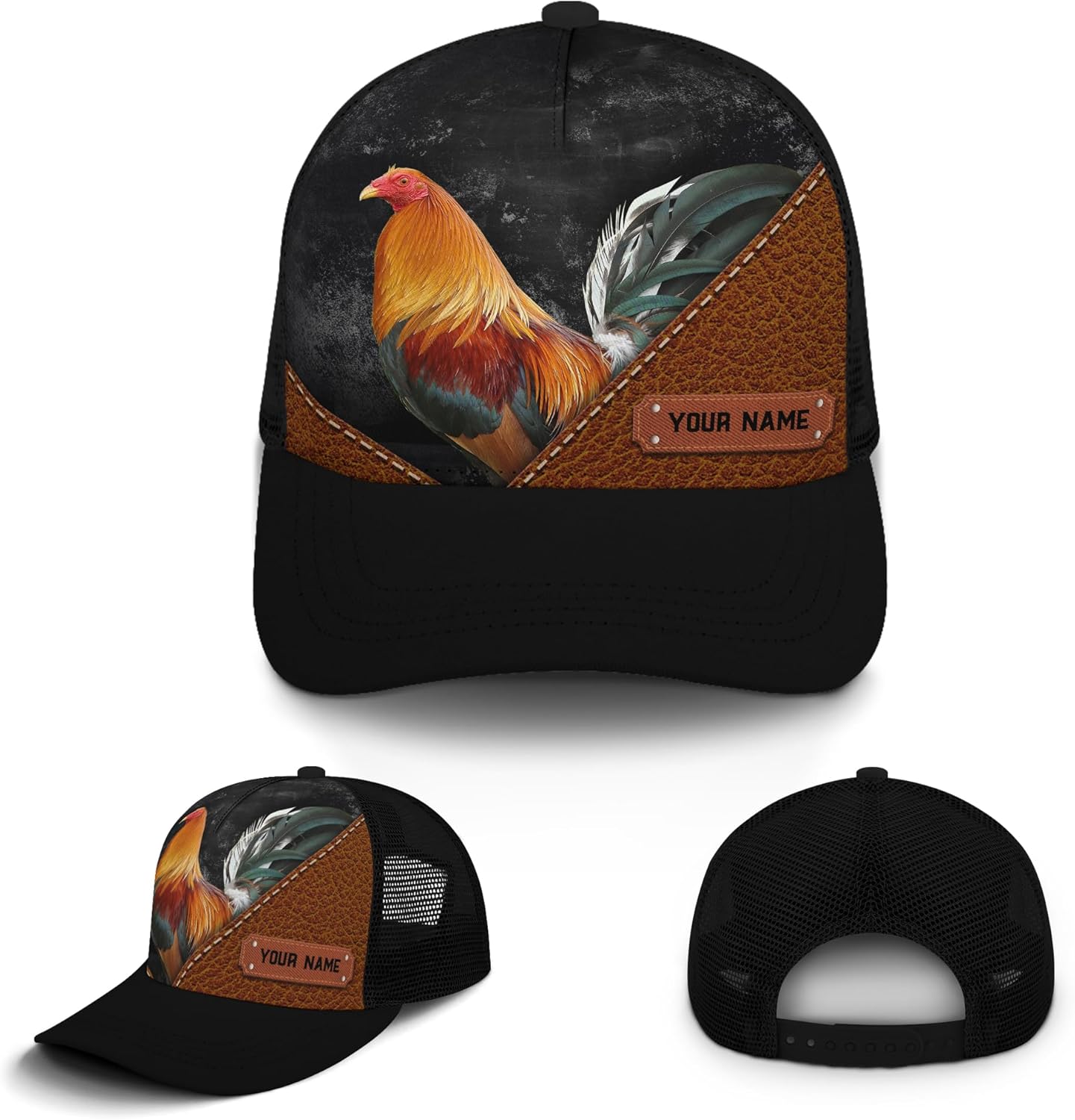 Personalize Fashion Gamefowl Rooster Trucker Hat 3D Printed Feral ...