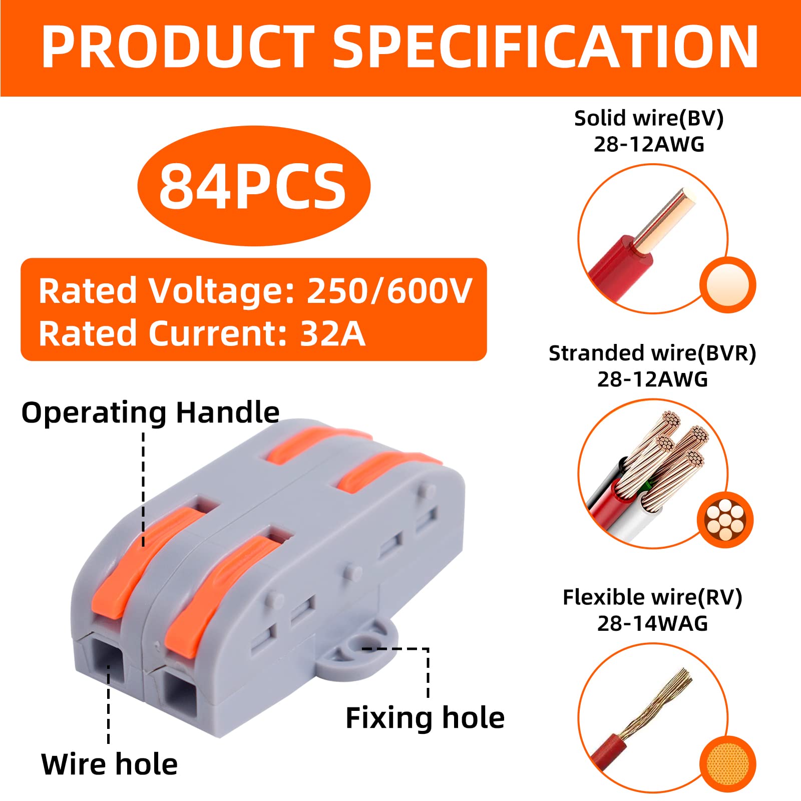 Snapklik.com : 84PCS Wire Connectors, DIY Lever Nuts Wire Connectors ...
