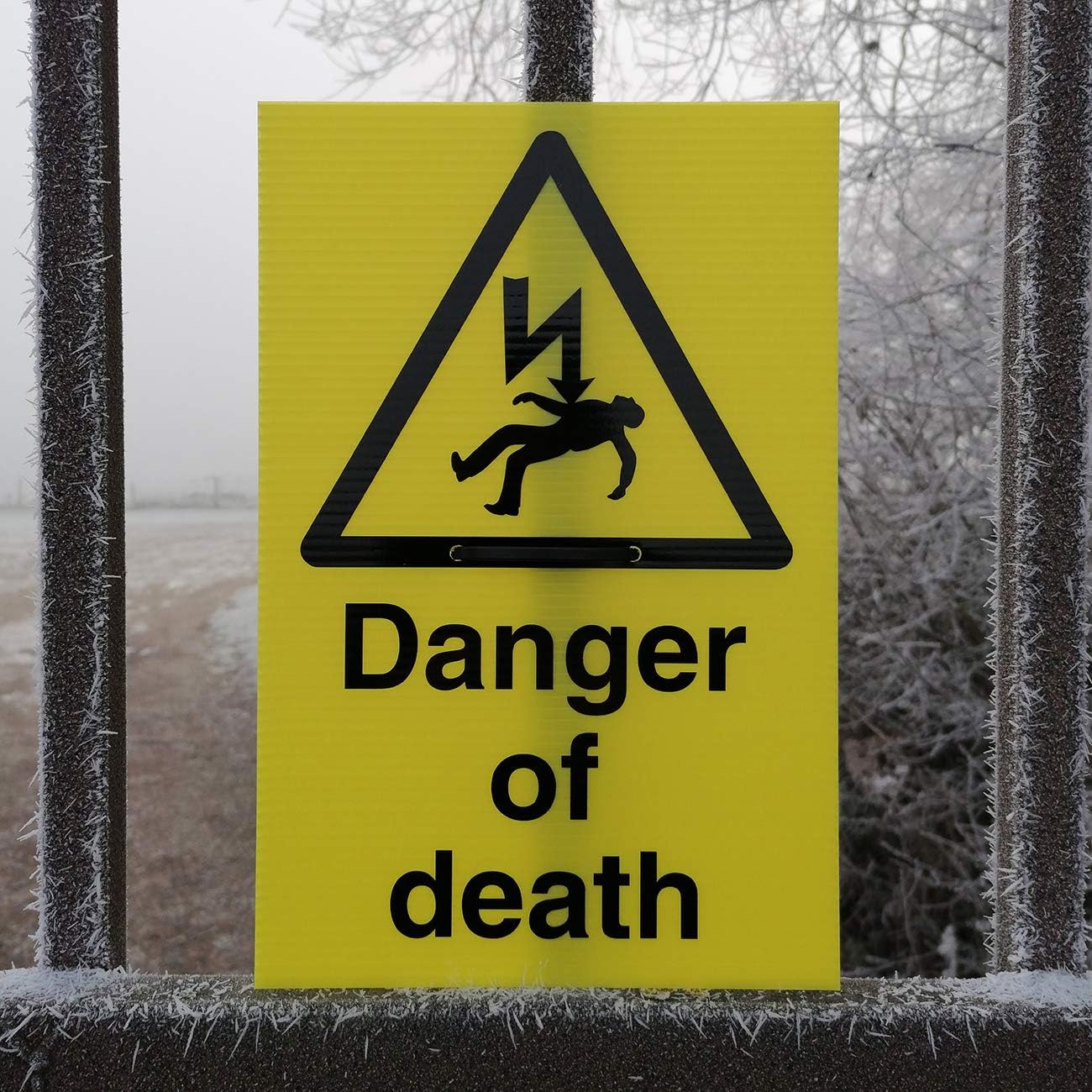 Danger Of Death - Electrical Warning Sign complete with drill holes and ...