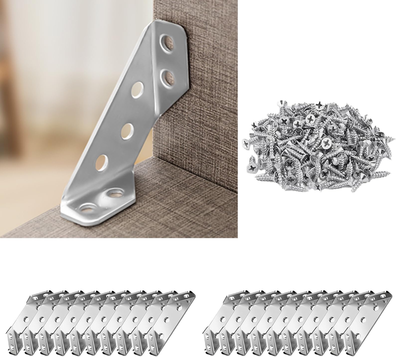 Amazon.com: Cskunxia 4Pcs L Bracket Corner Brace Metal Corner Bracket ...