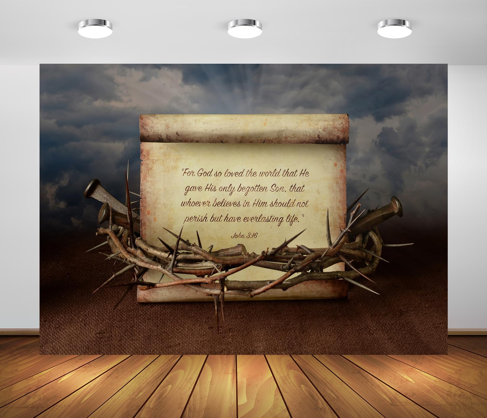 Amazon.com: BELECO 7x5ft Fabric Holy Bible Story Backdrop John 3:16 on ...