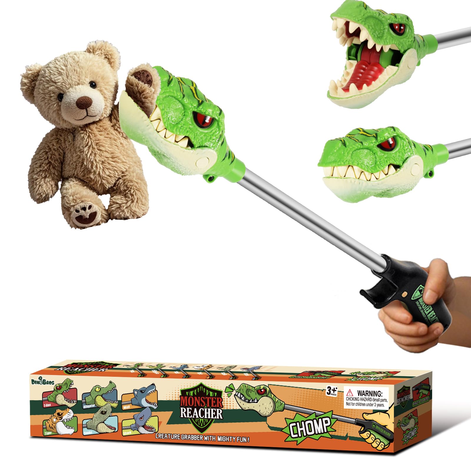 Amazon.com: DINOBROS Dinosaur Grabber Toy,16 Inches Interactive Dino ...