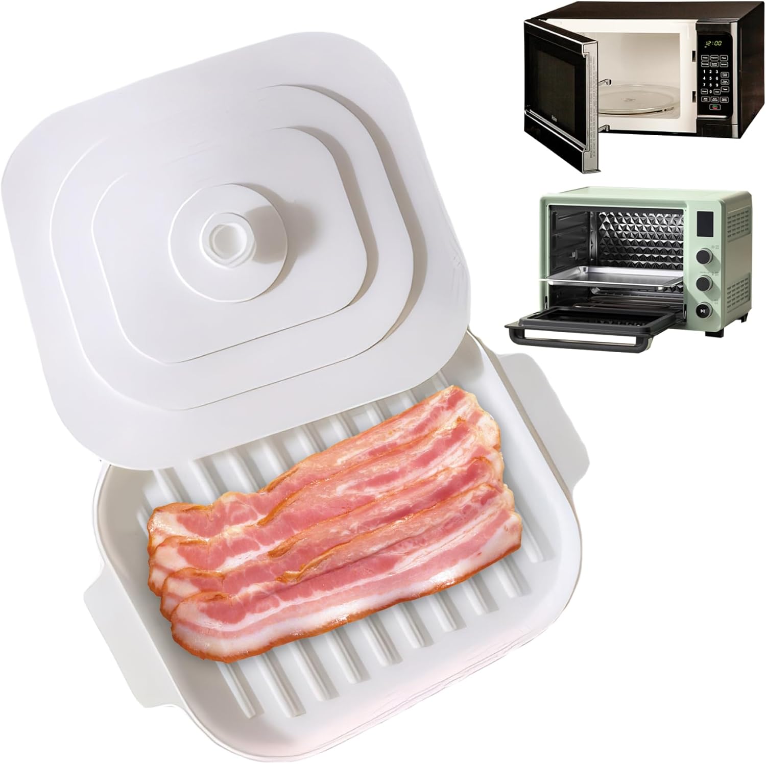 Amazon.com: Microwave Bacon Cooker with Cover, 11x8.2inch Silicone ...