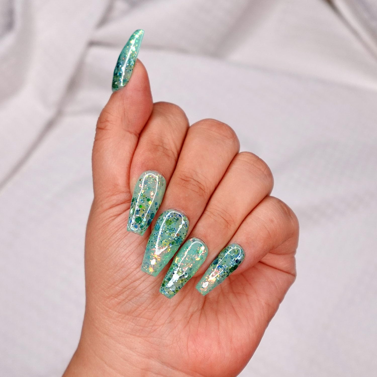 Mint Green And Silver Nails