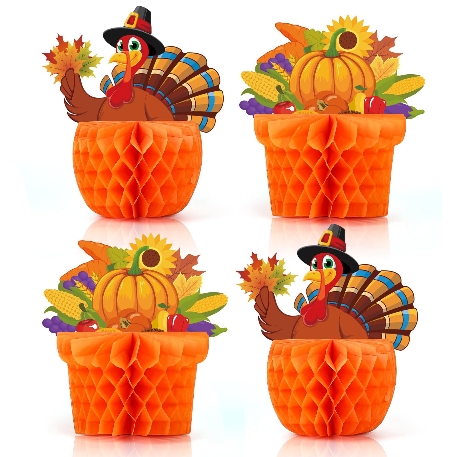 Amazon.com: 4 Pack Large Thanksgiving Honeycomb Turkey Centerpiece ...